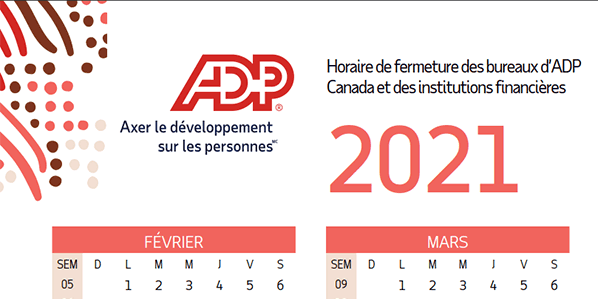 Calendrier de paie 2021 | ADP Canada